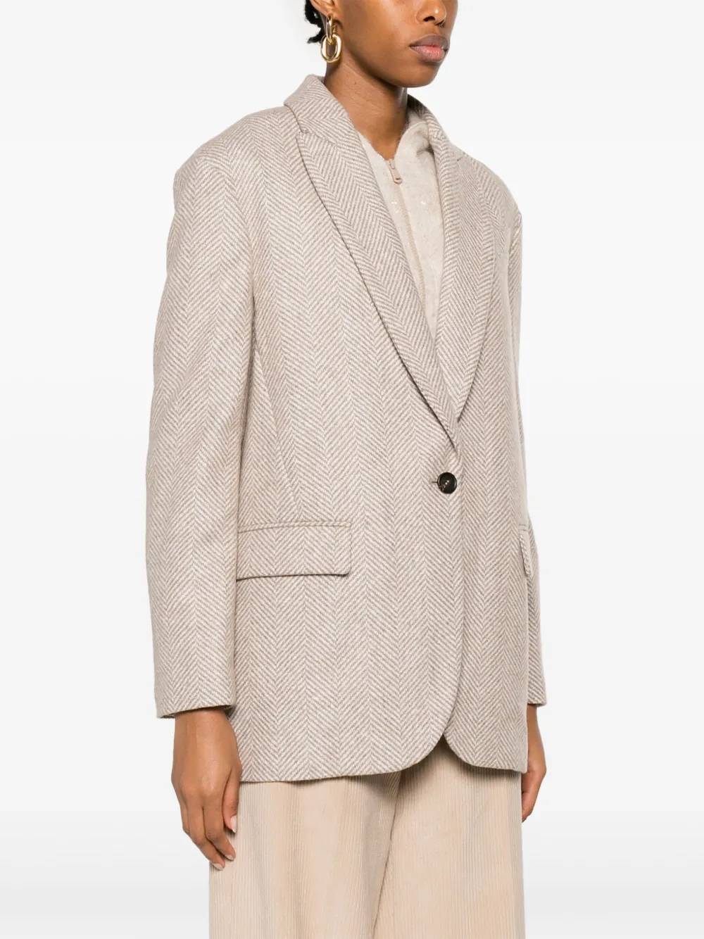 Brunello Cucinelli herringbone-pattern single-breasted Blazer ...