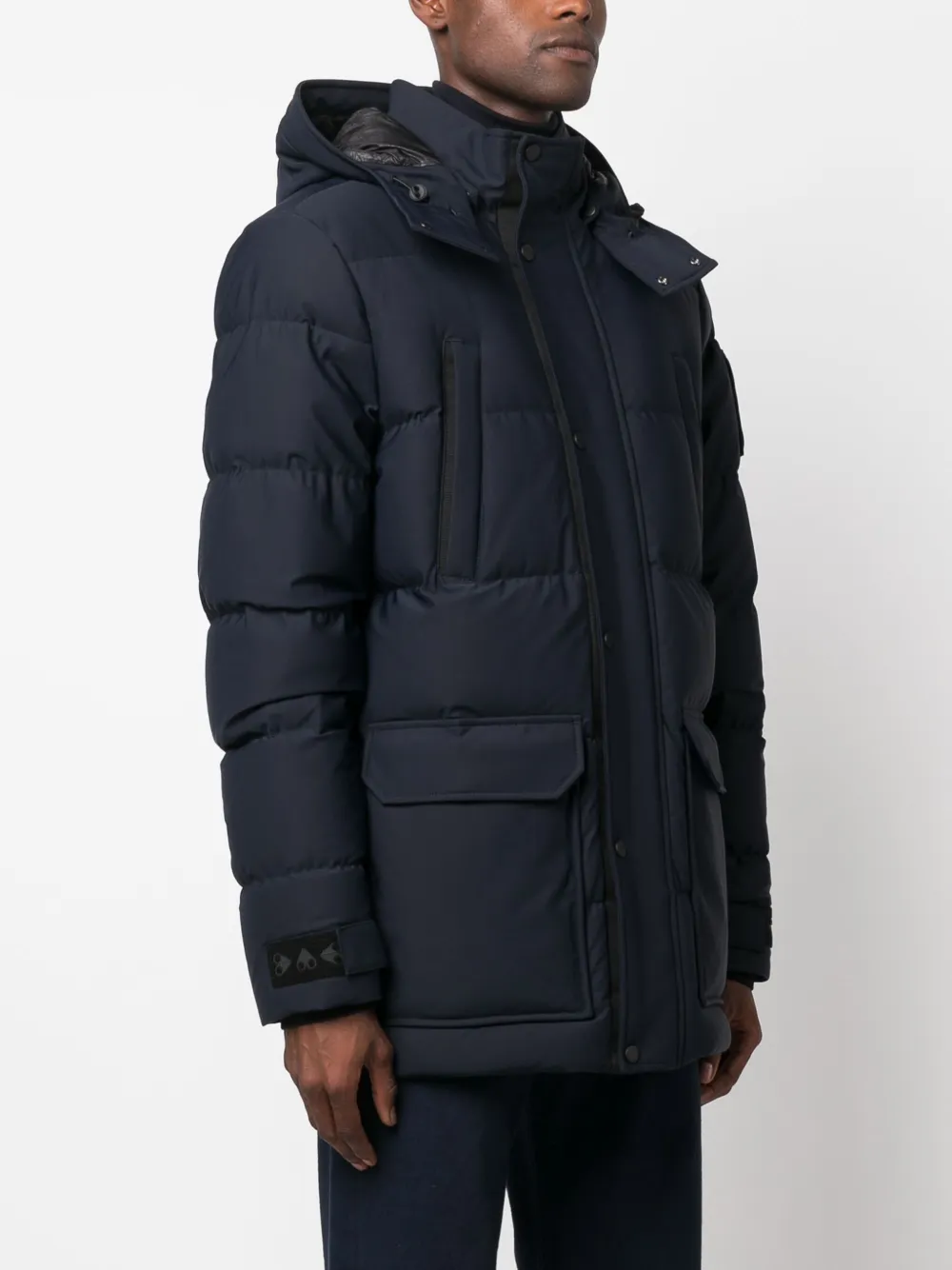 Moose Knuckles logo-patch Padded Jacket | Blue | FARFETCH