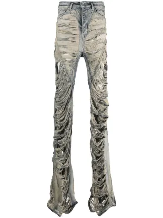Rick Owens DRKSHDW | Ripped mid-rise Bootcut Jeans | Blue | FARFETCH UK