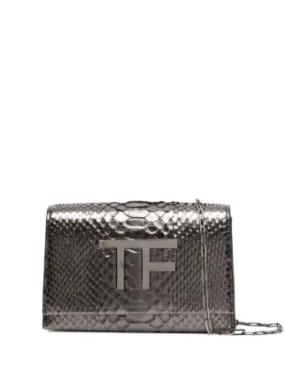TOM FORD Disco python-embossed Mini Bag | Silver | FARFETCH