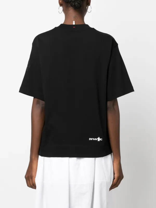 Moncler Grenoble Mountain logo print cotton T Shirt women Cotton L Black