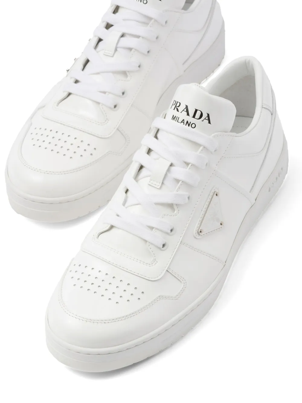 Prada Downtown Leather Sneakers | White | FARFETCH