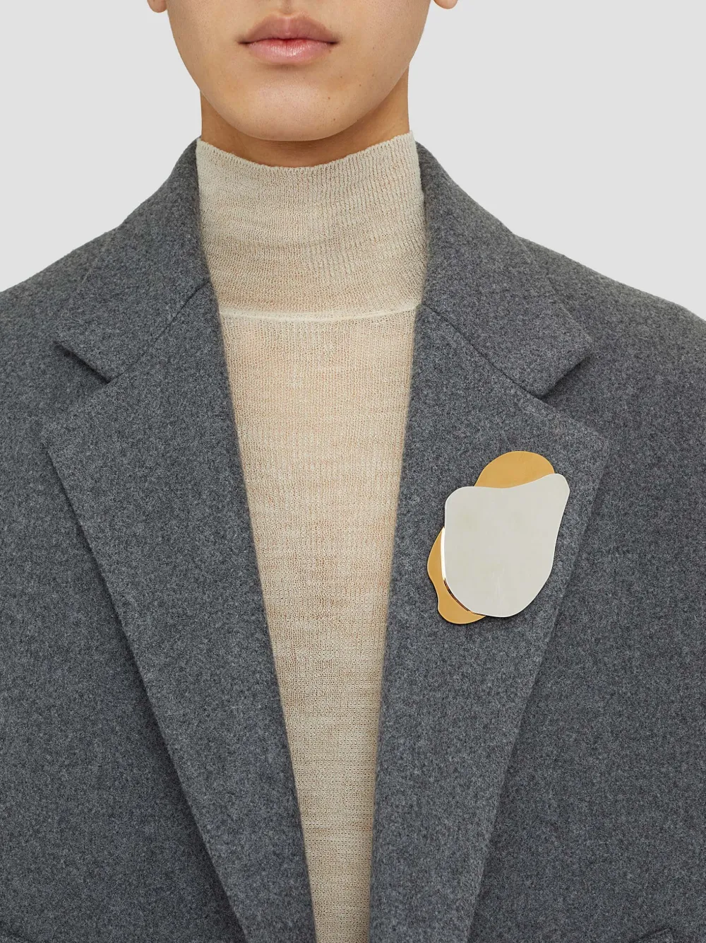 Jil Sander Engraved-logo Two-tone Pin In Silver | ModeSens