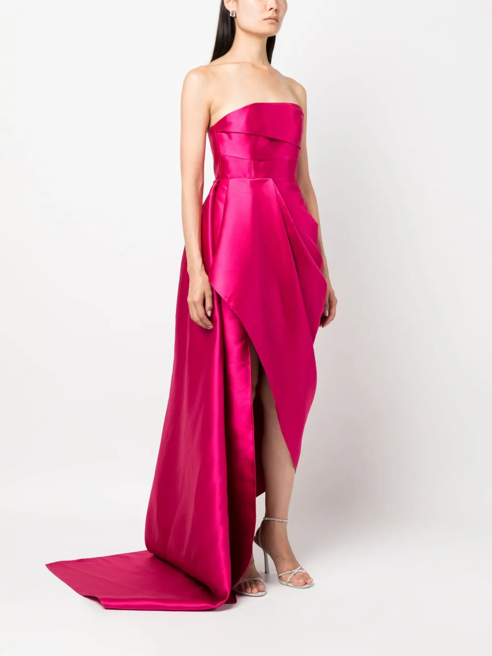 Solace London The Raya Draped Satin Gown | Pink | FARFETCH UK