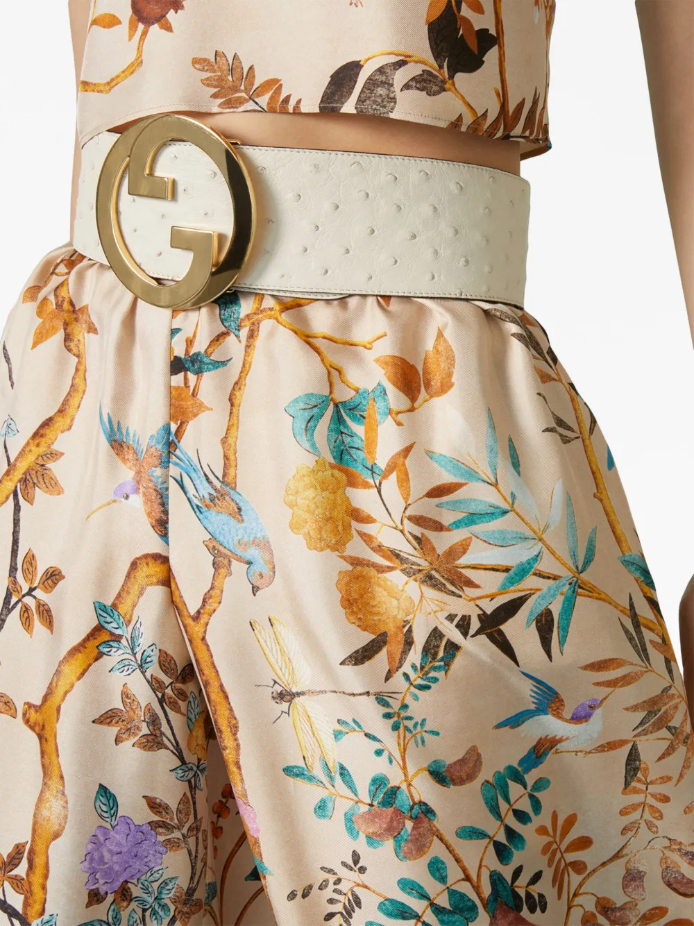 Gucci Tian-print Silk Palazzo Trousers - Farfetch