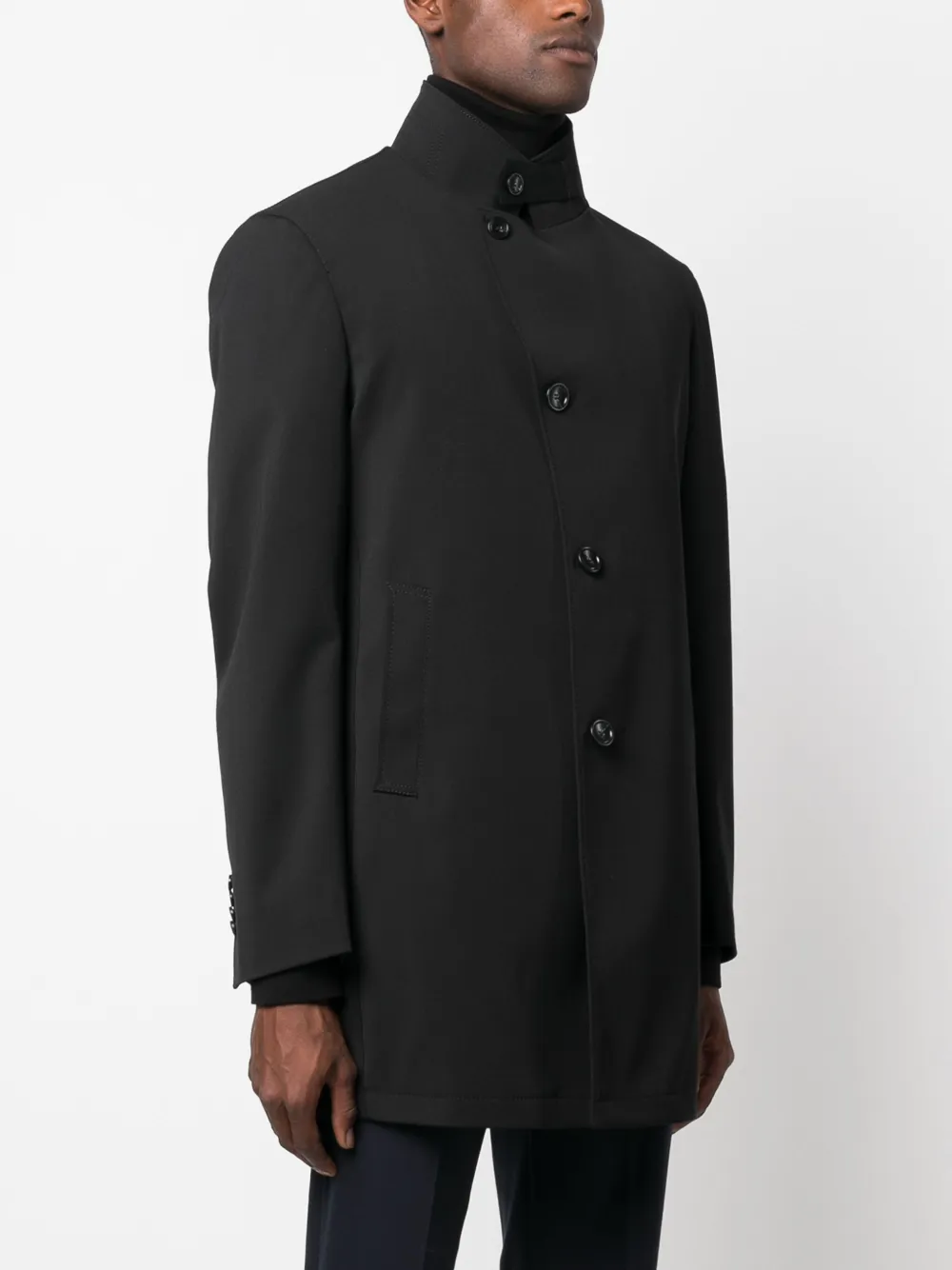 Tagliatore Gordon asymmetric-fastening Parka Coat | Black | FARFETCH