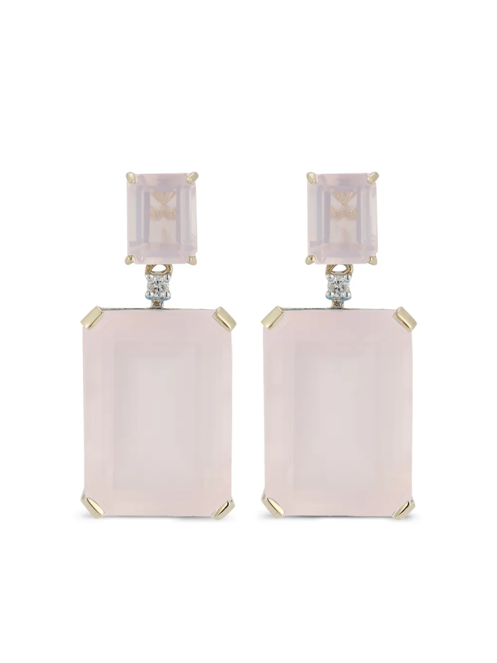 Mateo Rose Quartz And Diamond Drop Earrings | Gold | FARFETCH UK