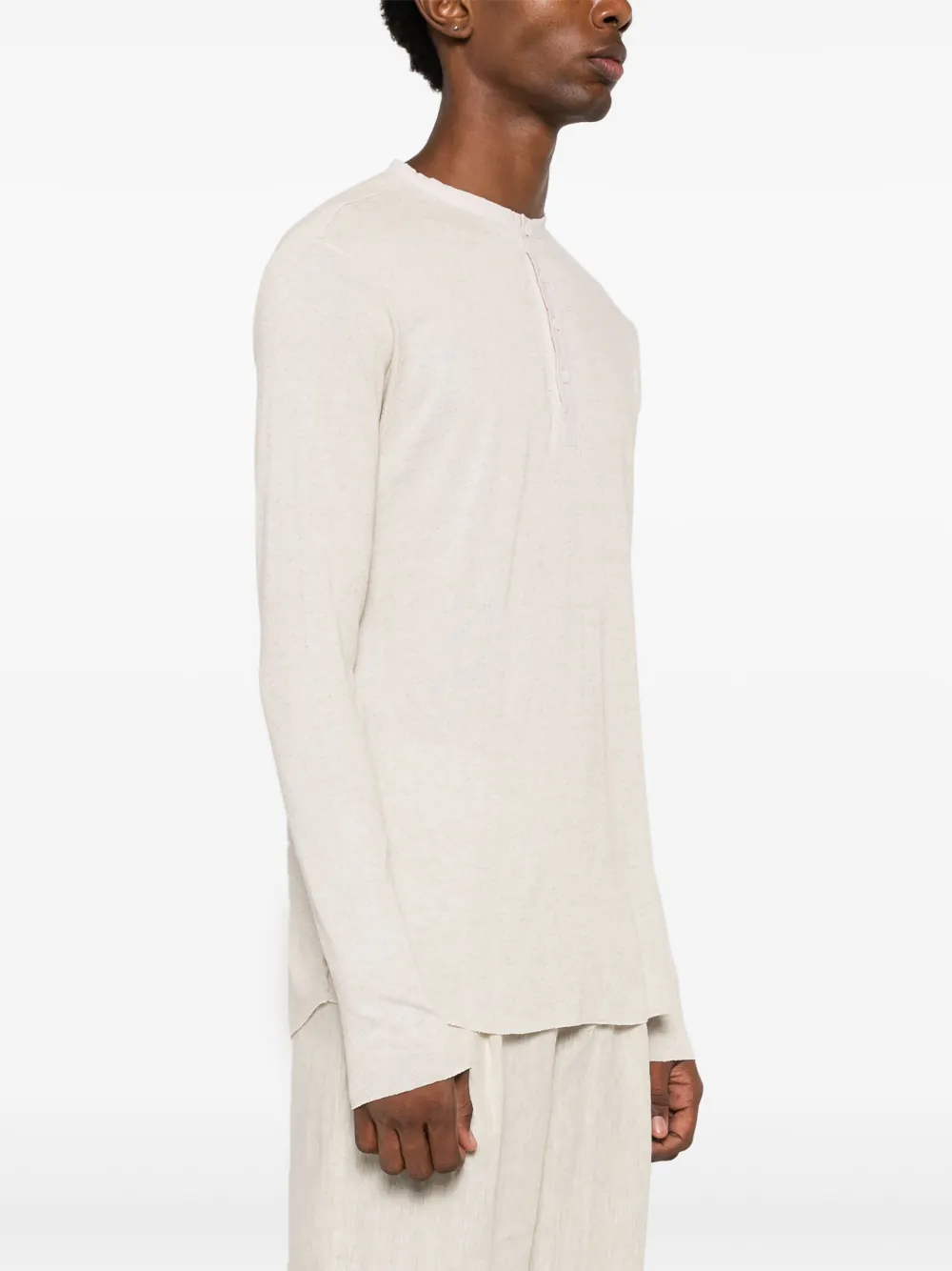 Osklen Collarless long-sleeve T-shirt | Neutrals | FARFETCH UK