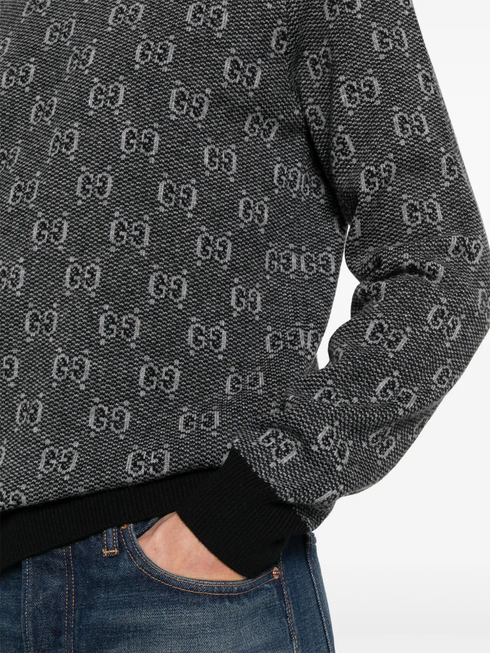 Gucci Pullover Mit GG Damier-Jacquard | Grau | FARFETCH DE