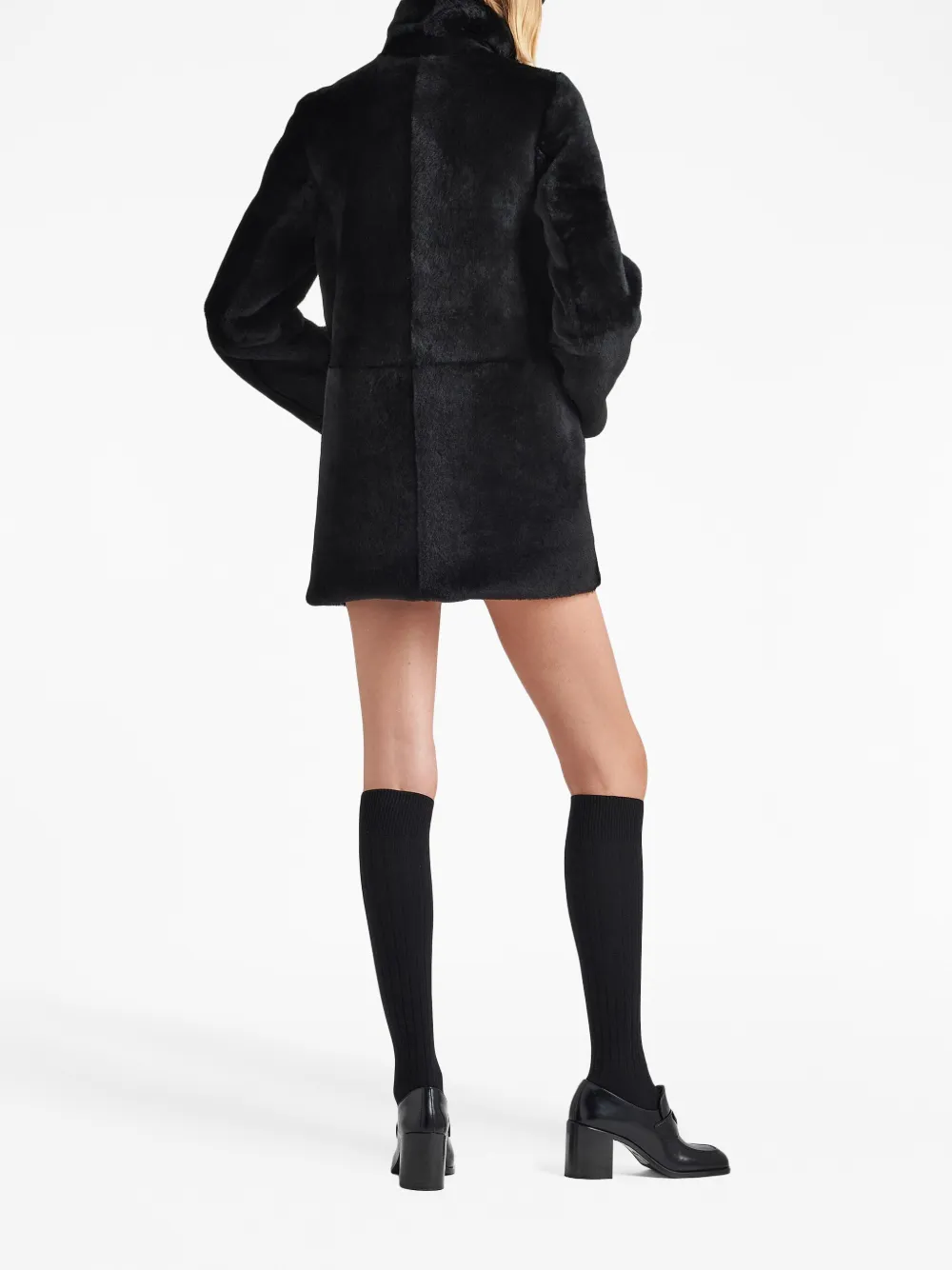 Prada Shearling Fur Coat | Black | FARFETCH UK