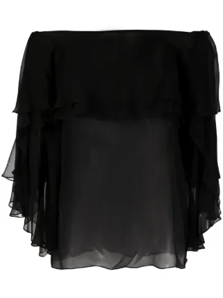 Gemy Maalouf semi-sheer Ruffled Silk Blouse - Farfetch