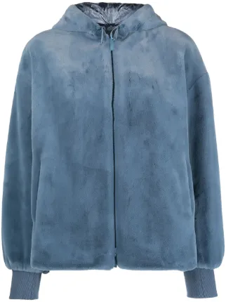 Emporio Armani faux fur Reversible Hooded Jacket Blue FARFETCH GR