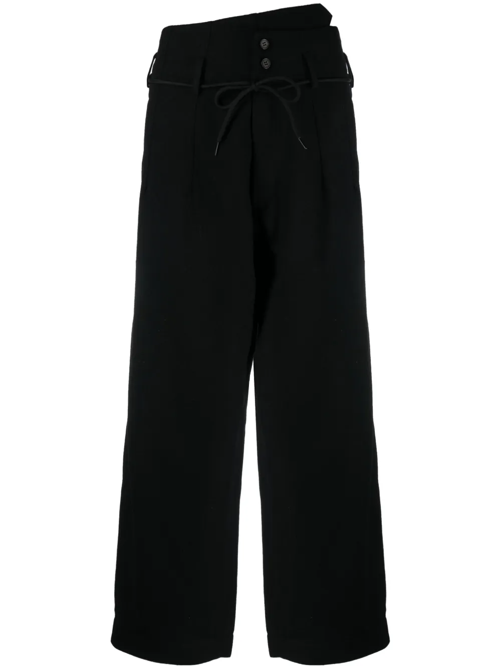 Y-3 box-pleat wide-leg Trousers | Black | FARFETCH