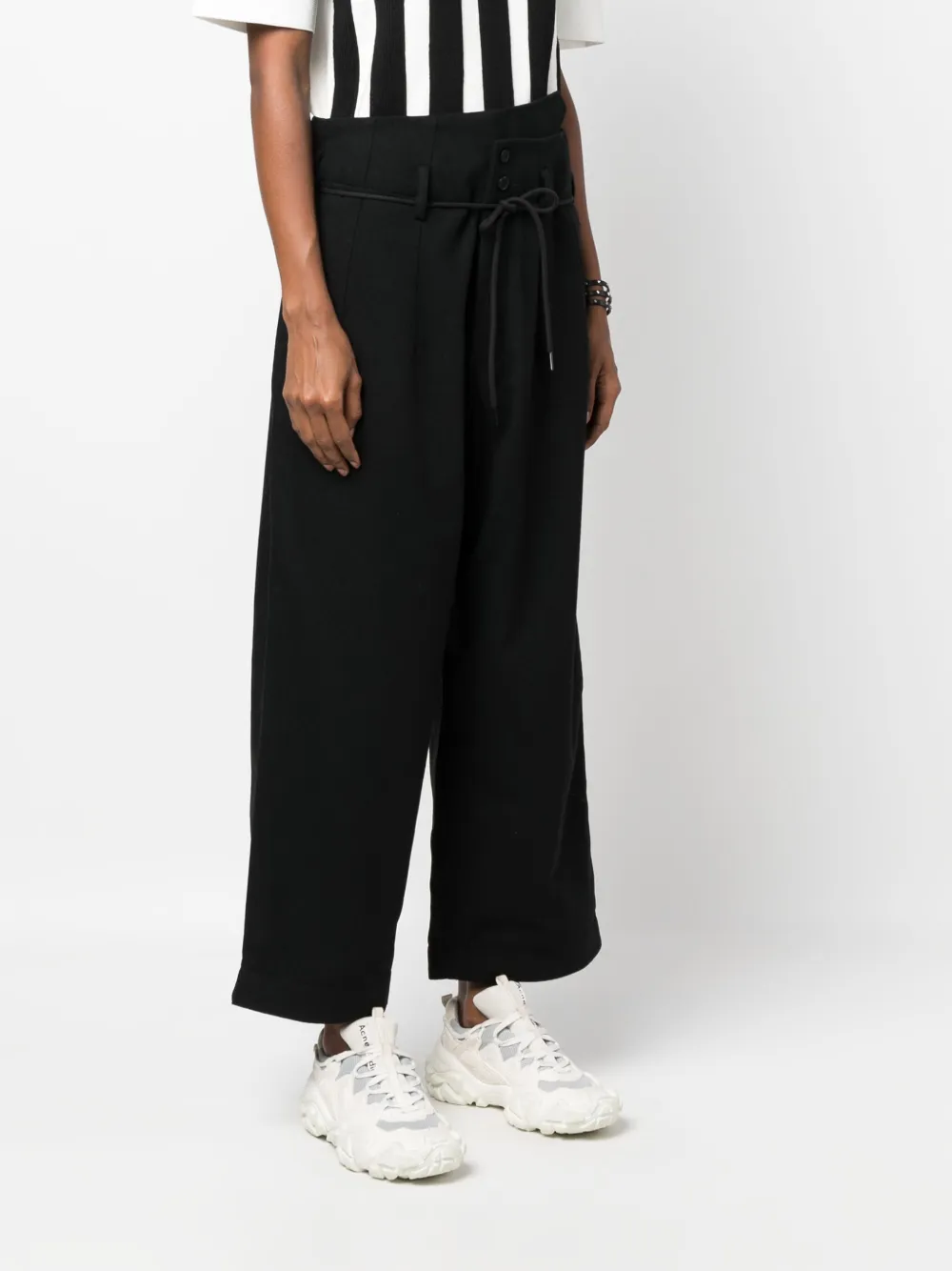 Y-3 box-pleat wide-leg Trousers | Black | FARFETCH