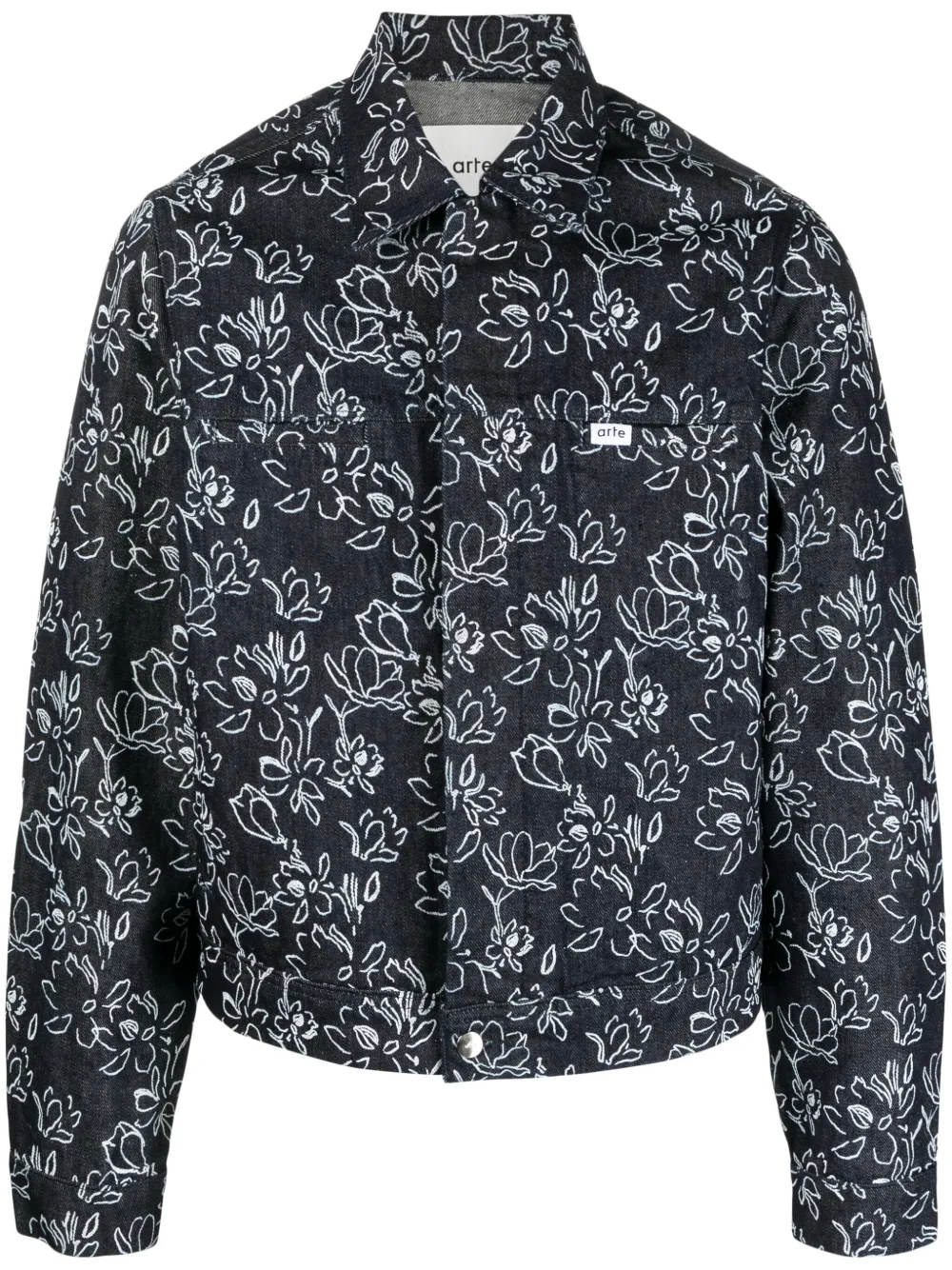Arte Jones Floral-embroidered Denim Jacket In Blau | ModeSens