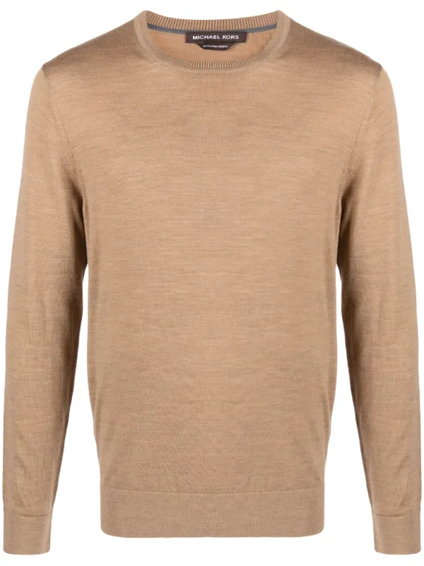 Michael Kors Collection crew neck Merino Wool Jumper Brown FARFETCH CA