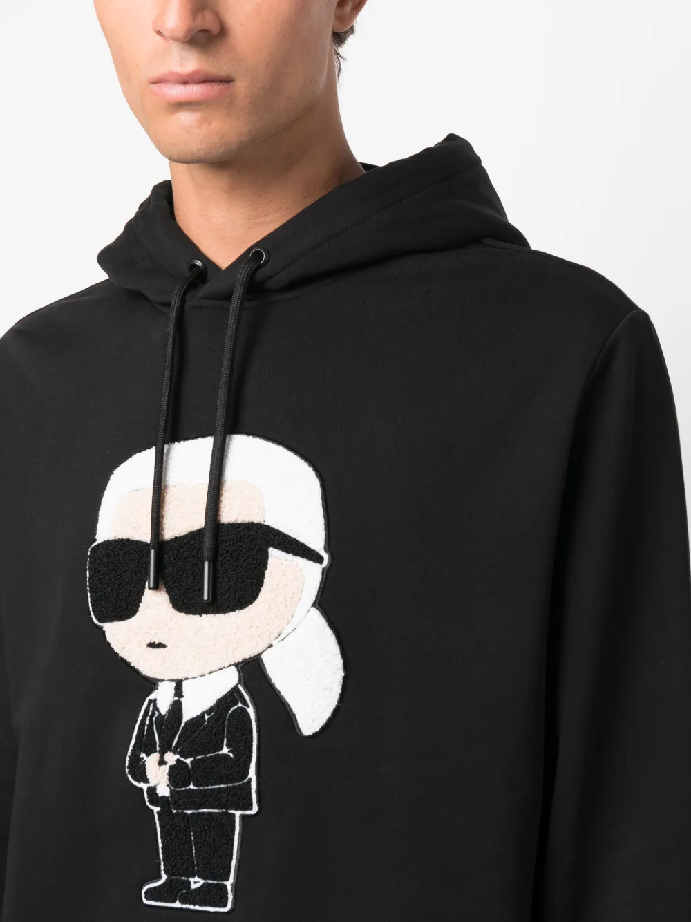 Karl Lagerfeld Ikonik Karl-motif Cotton Hoodie In Black | ModeSens