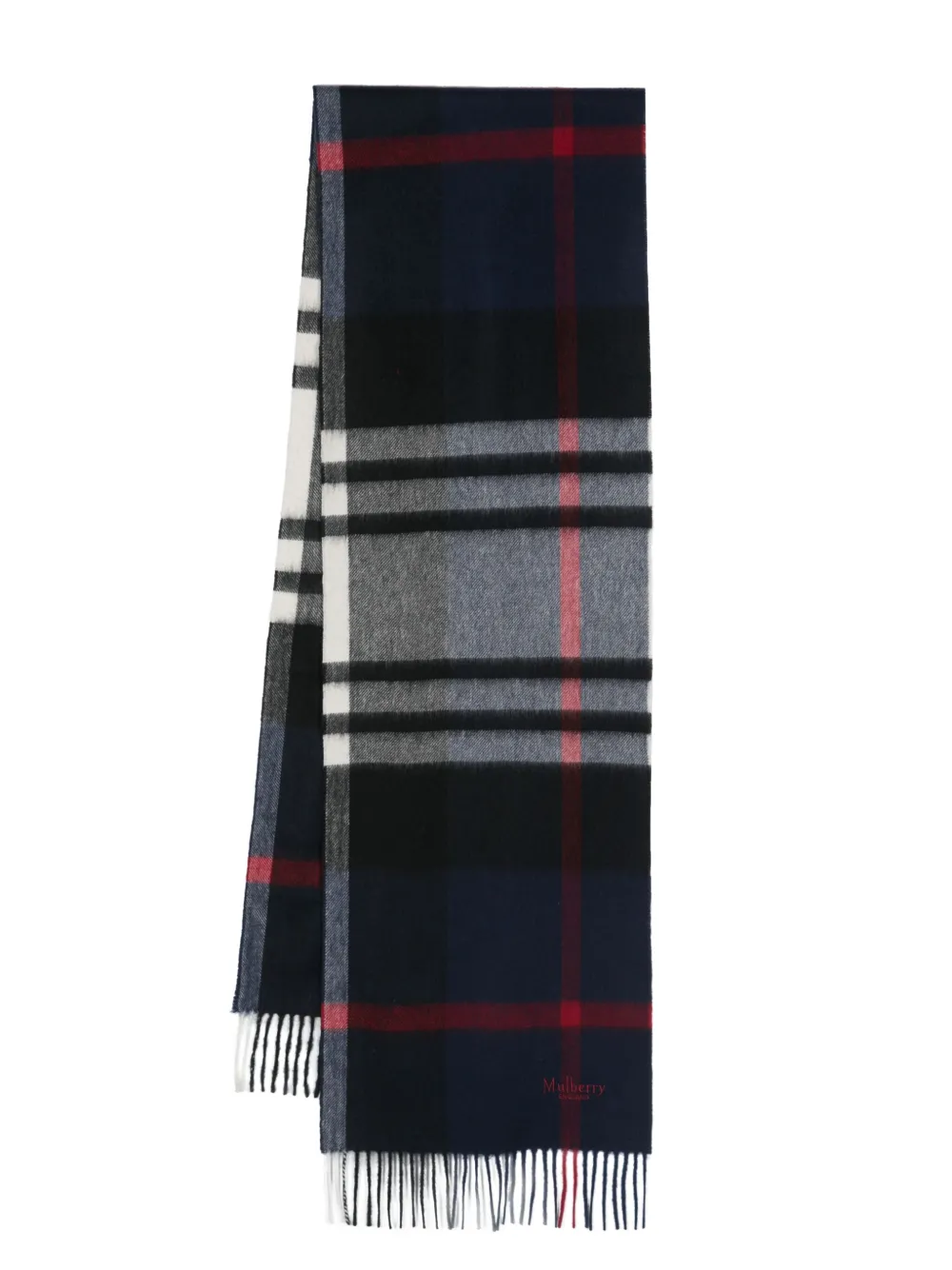 Mulberry check-pattern fringe-detailing Scarf | Blue | FARFETCH UK