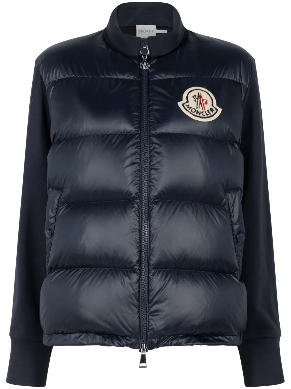Moncler Logo-appliqué Panelled Padded Jacket In Blue | ModeSens