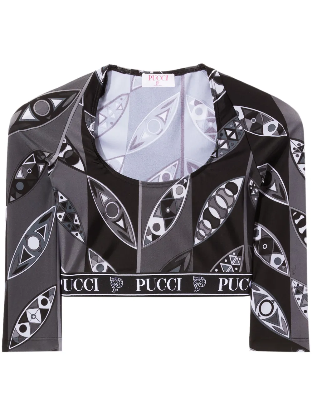 Pucci Girandole-print Crop Top In Grey | ModeSens