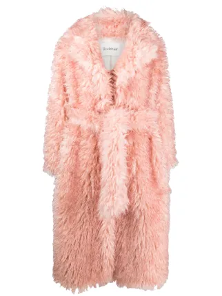 Rodebjer tied-waist faux-shearling Coat | Pink | FARFETCH