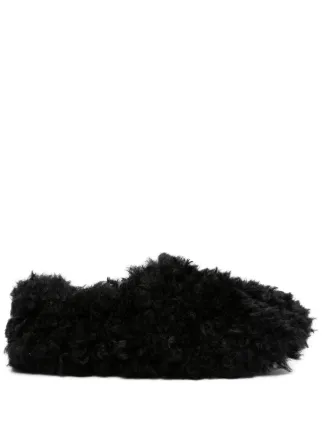 STAND STUDIO faux-fur Slippers | Black | FARFETCH