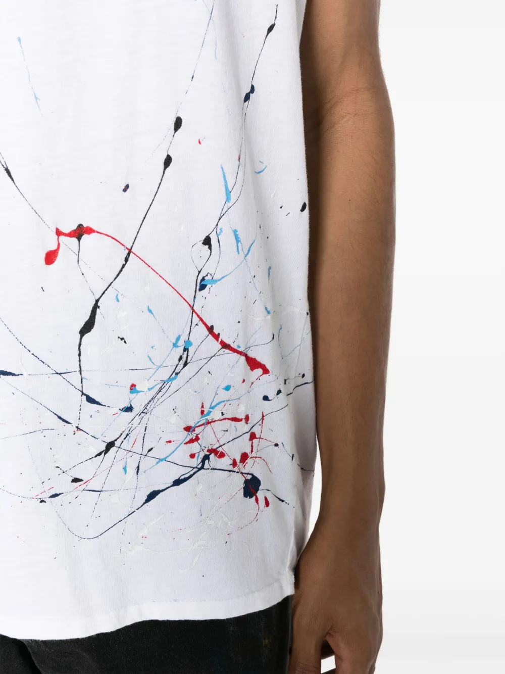 Greg Lauren Paint-splattered Printed Cotton-jersey T-shirt In White ...