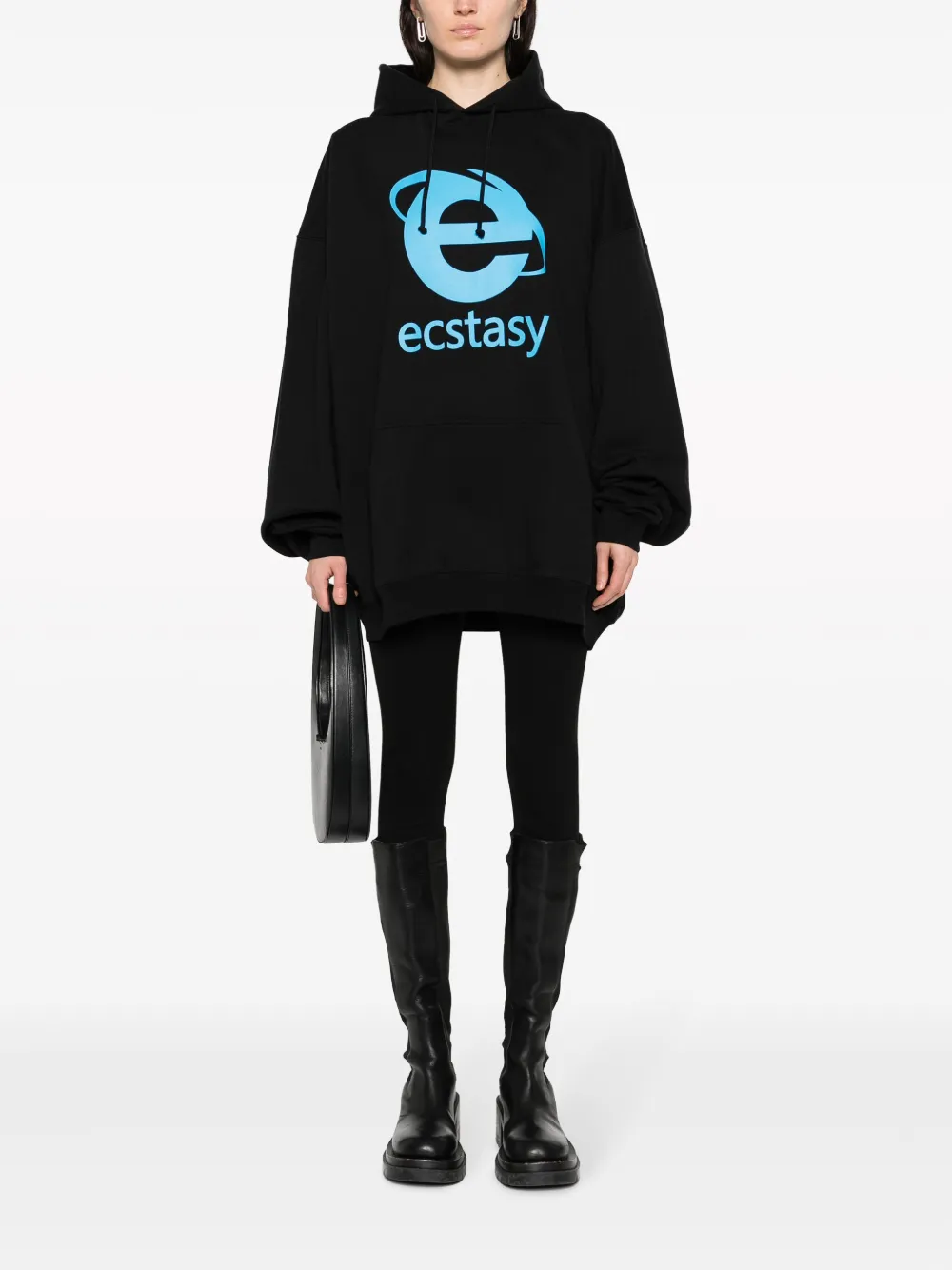 Vetements Ecstasy Printed Cotton Blend Hoodie In Black | ModeSens