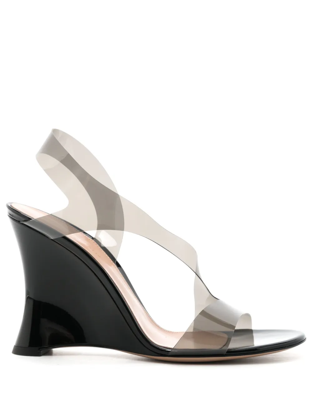 Gianvito Rossi cut-out Transparent Wedge Sandals | Black | FARFETCH AU