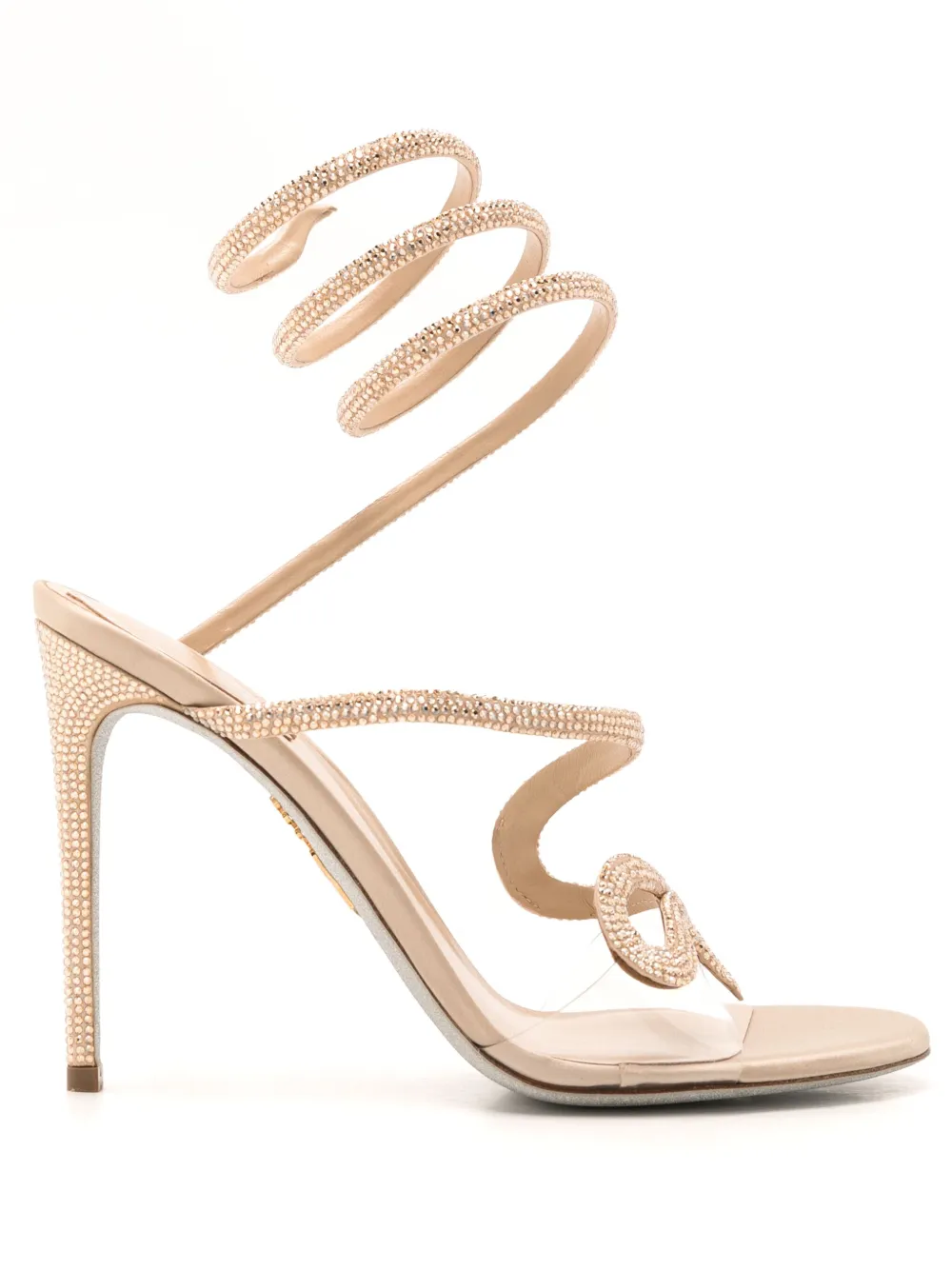 René Caovilla Morgana 105mm snake-embellished Sandals | Neutrals | FARFETCH