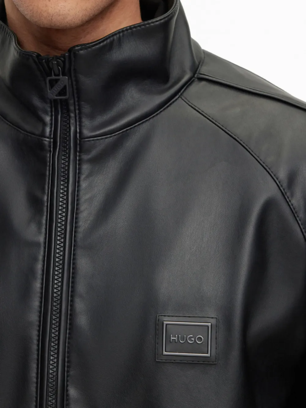 Hugo Boss Logo-appliqué High-neck Bomber Jacket In Black | ModeSens