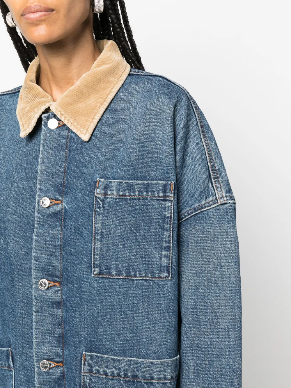 Jw Anderson Marin Corduroy Collar Denim Jacket Farfetch