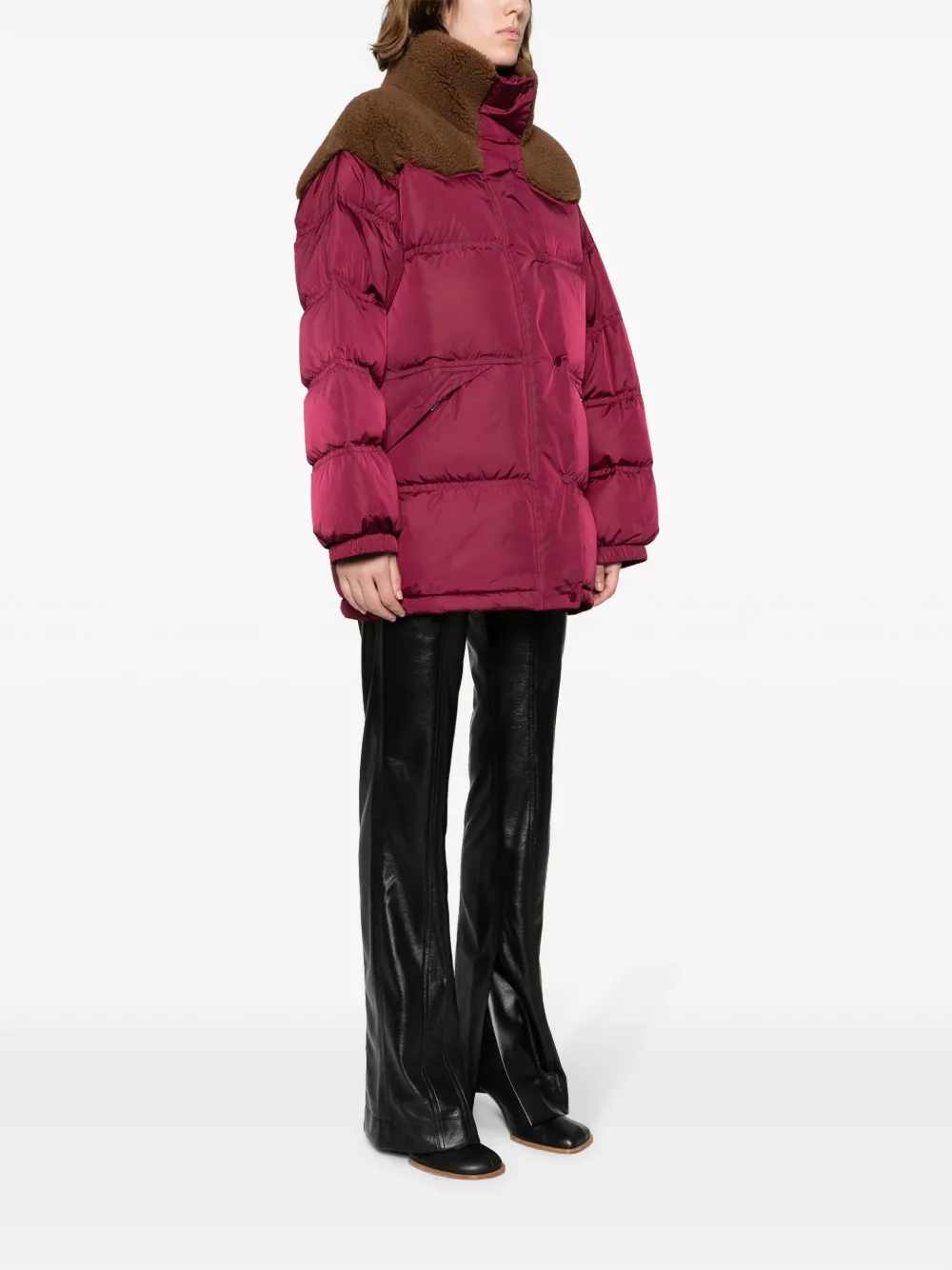 STAND STUDIO Lori Panelled Puffer Jacket | Purple | FARFETCH