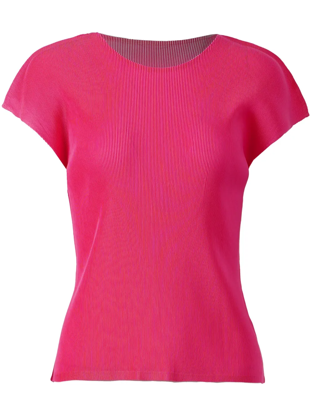 Issey Miyake Round-neck Ribbed Top In Pink | ModeSens
