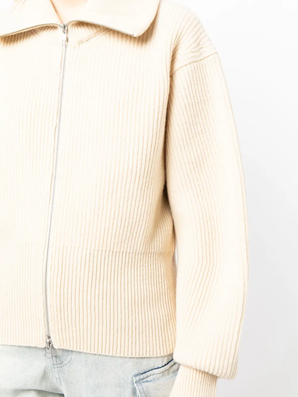 Jnby Zip Up Ribbed Knit Cardigan Farfetch