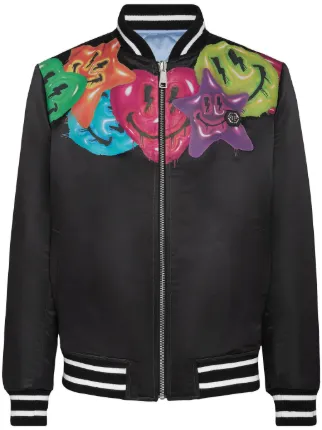 Philipp Plein satin-finish Reversible Bomber Jacket | Blue | FARFETCH