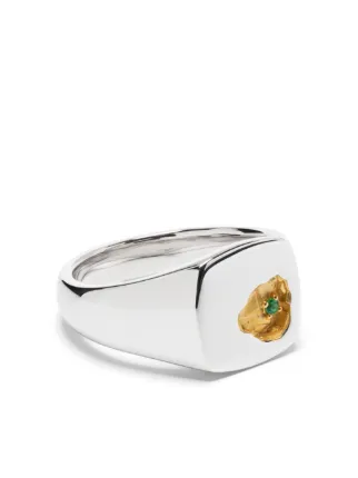 Tom Wood 14kt Yellow Gold Emerald Signet Ring | Silver | FARFETCH