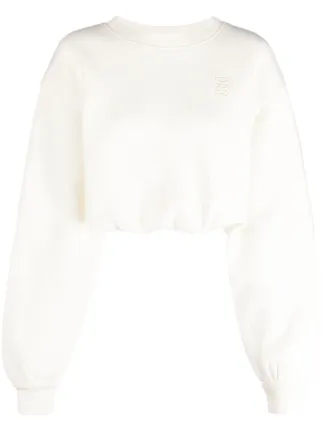 SANDRO logo-embroidered Cropped Sweatshirt | White | FARFETCH