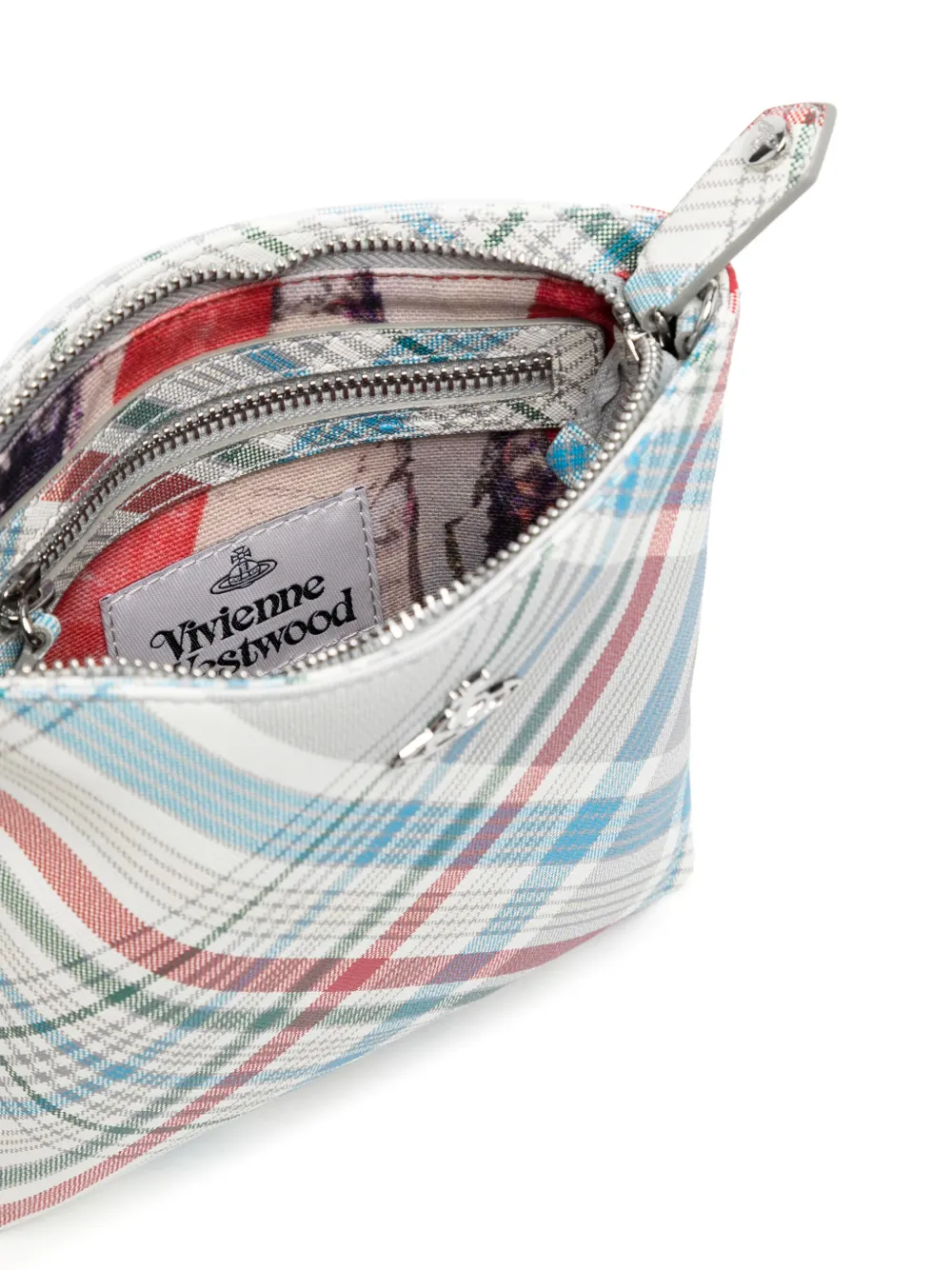 Vivienne Westwood Squire Madras-check Leather Crossbody Bag In White ...
