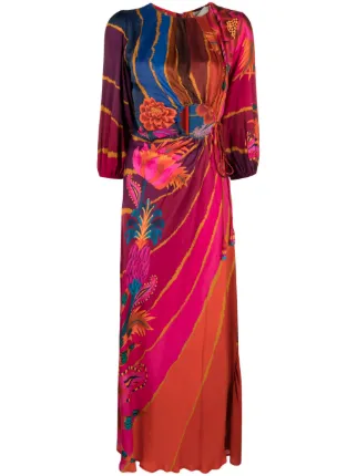 FARM Rio Vintage Wave-print cut-out Midi Dress - Farfetch