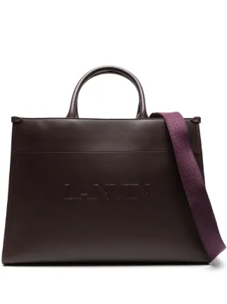Lanvin logo-embossed Leather Tote Bag | Red | FARFETCH