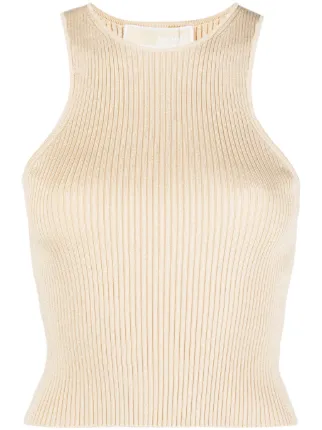 Michael Michael Kors Racerback metallic-knit Tank Top | Gold | FARFETCH BE