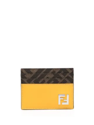 FENDI FF logo-plaque Leather Cardholder | Yellow | FARFETCH