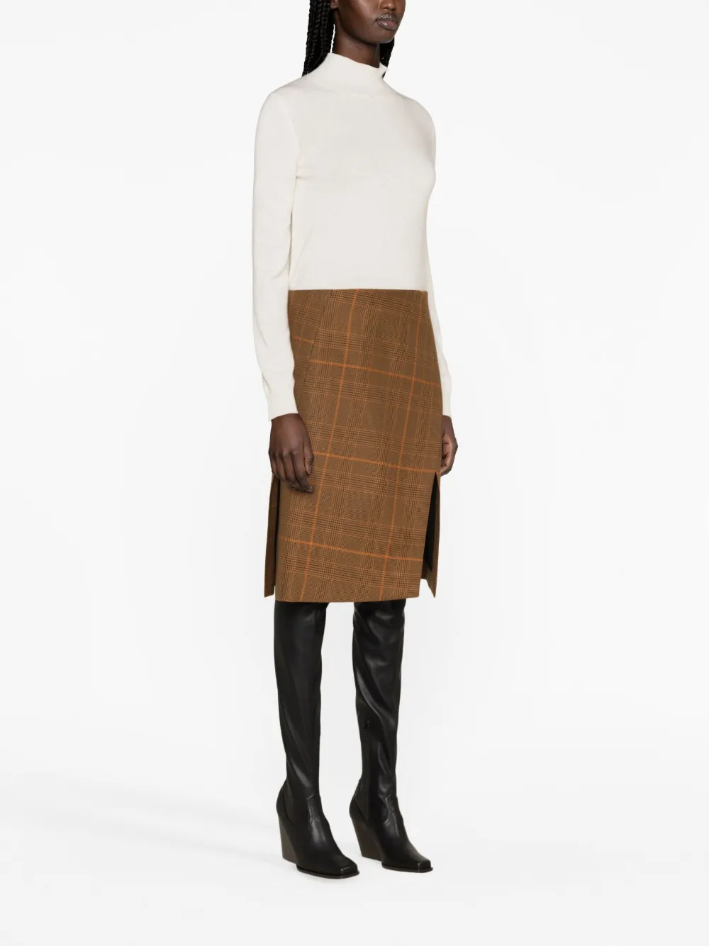 Stella McCartney Checked Wool Skirt | Brown | FARFETCH