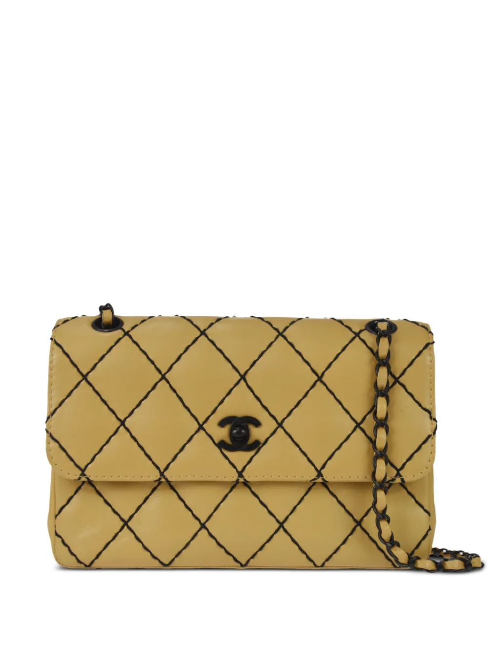 Pre-owned Chanel 2000 Medium Straight Flap Shoulder Bag In Neutrals ...
