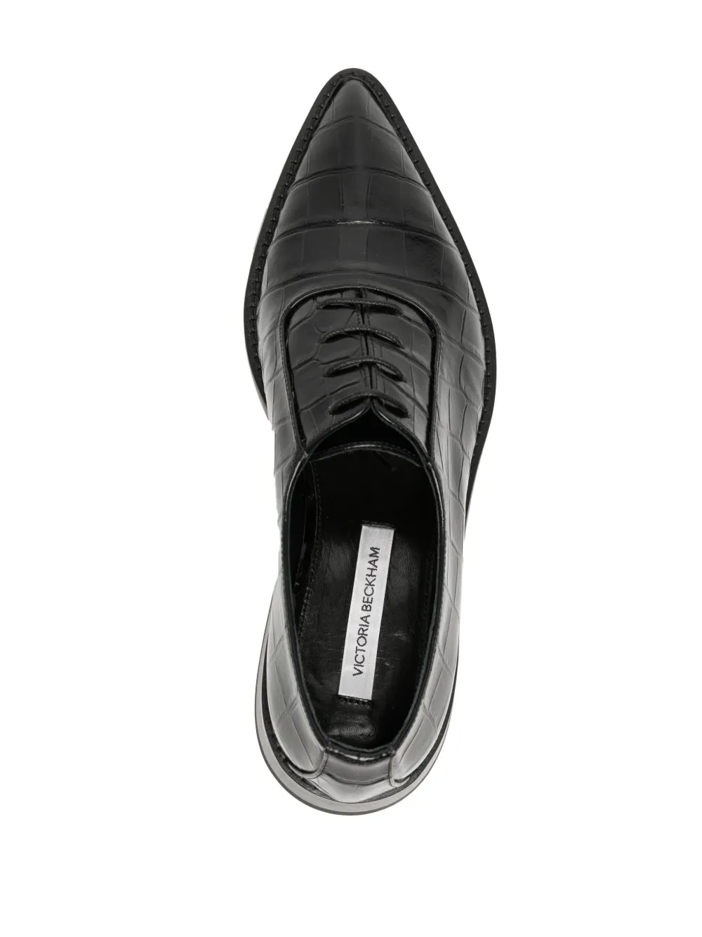 Victoria Beckham crocodile-effect Leather Oxford Shoes | Black ...
