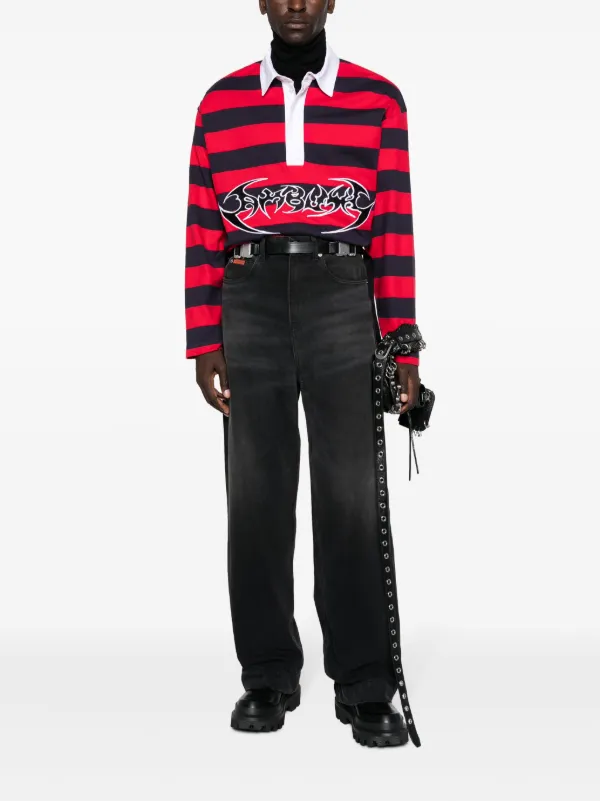 AMBUSH Striped logo-print Cotton Polo | Blue | FARFETCH AMBUSH Striped logo-print Cotton Polo | Blue | FARFETCH