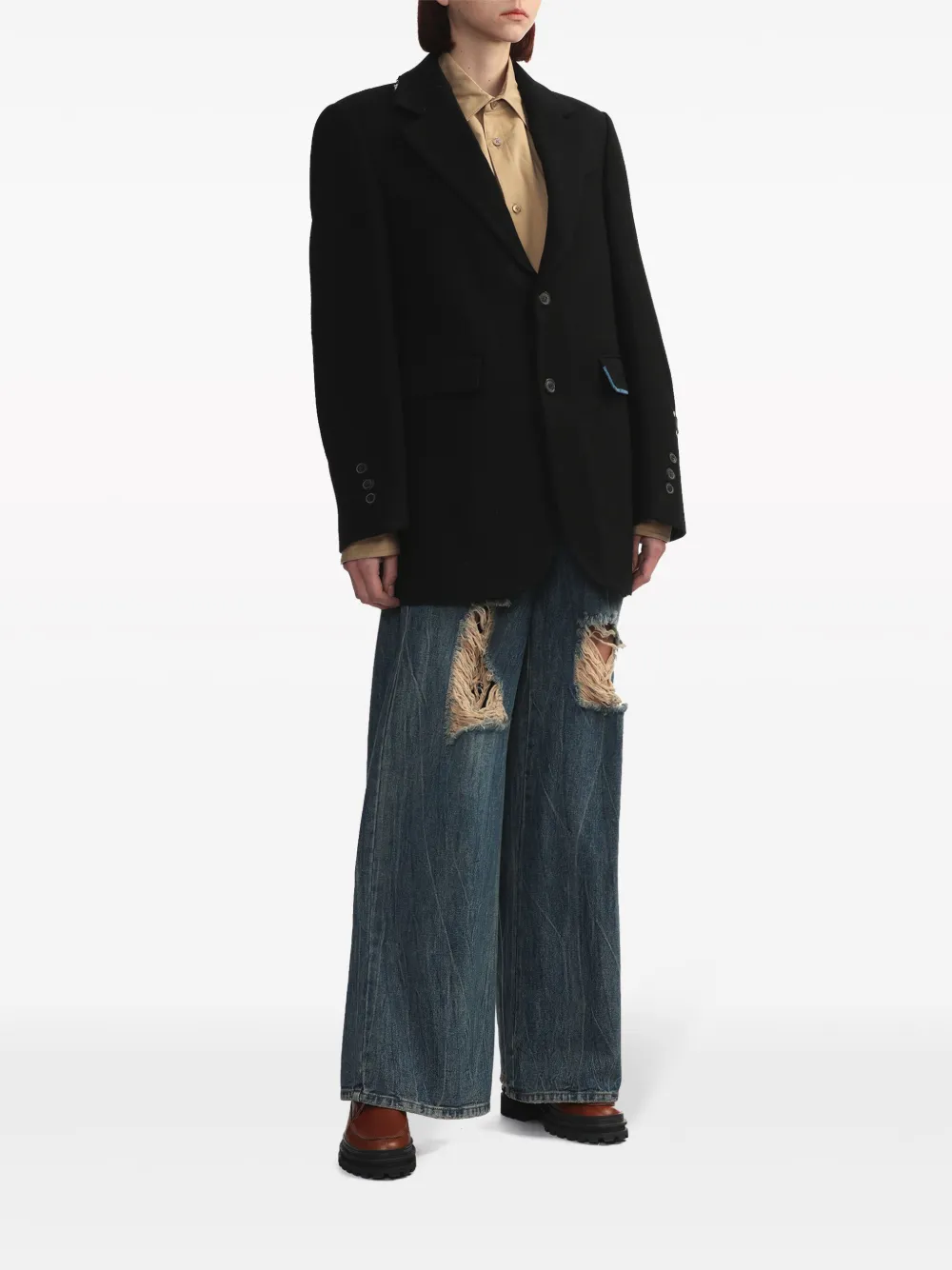 Ader Error logo-tag Cotton Shirt | Neutrals | FARFETCH AU