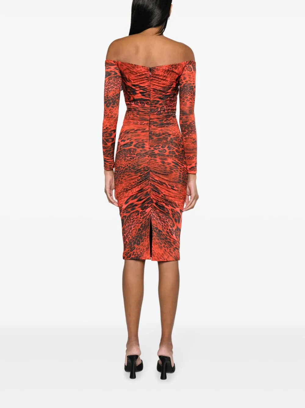 Nissa Leopard Print Off Shoulder Midi Dress Farfetch