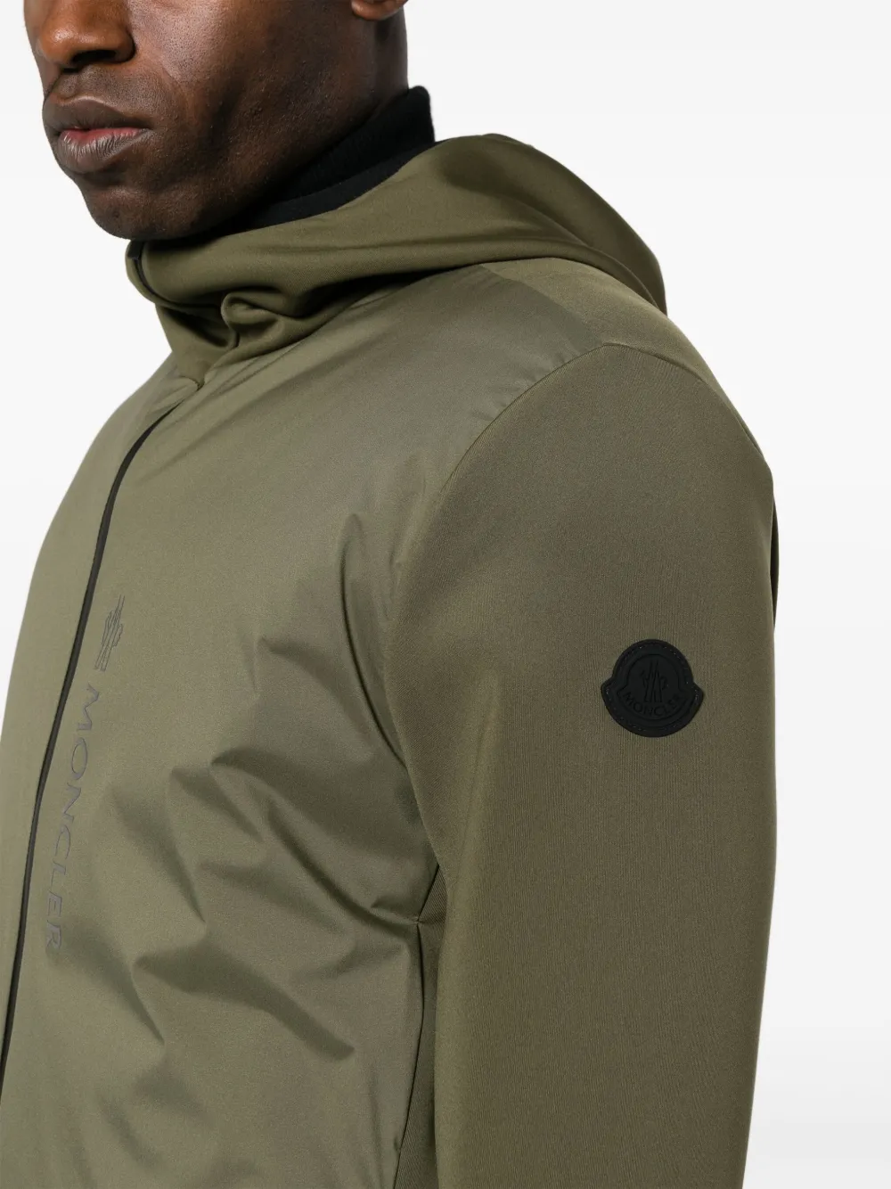 Moncler logo-print Reflective Bomber Jacket | Green | FARFETCH